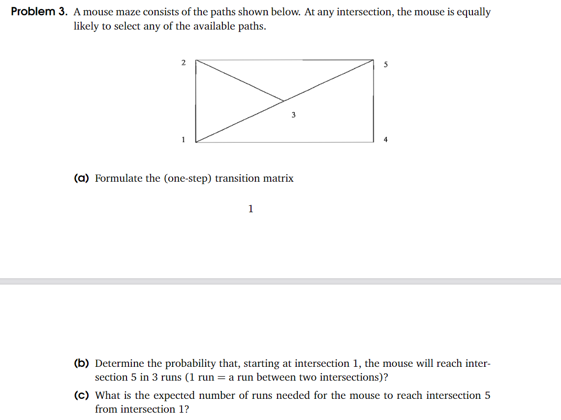 Solved Problem 3. A mouse maze consists of the paths shown | Chegg.com