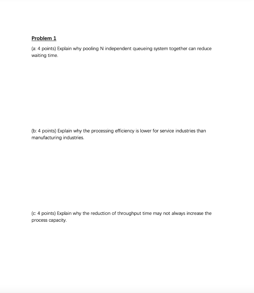Solved Problem 1 (a: 4 points) Explain why pooling N | Chegg.com