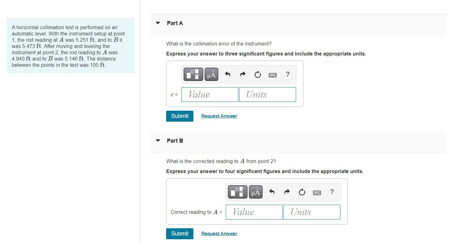 Solved A horizontal collimation test is performed on an | Chegg.com