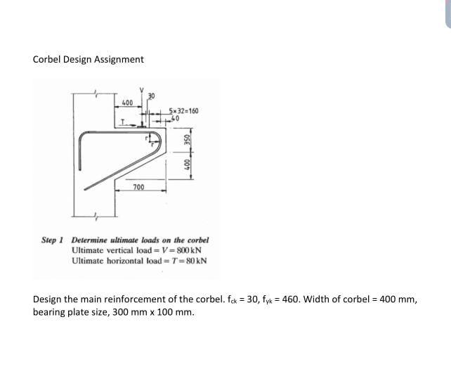 [Solved]: Corbel Design Assignment Step 1 Determine ultima