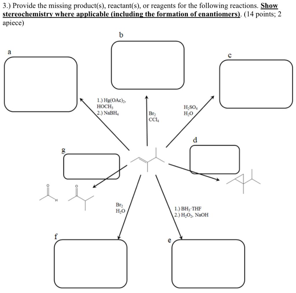 Solved 3.) Provide the missing product(s), reactant(s), or | Chegg.com