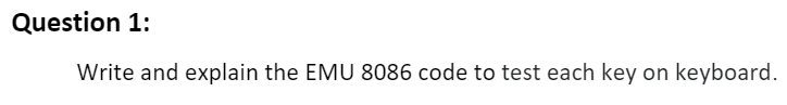 Solved Question 1: Write and explain the EMU 8086 code to | Chegg.com