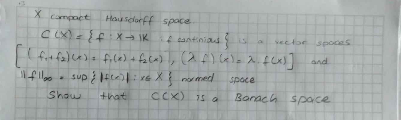 Solved vector spaces X X compact Hausdorff space. C (X) - | Chegg.com