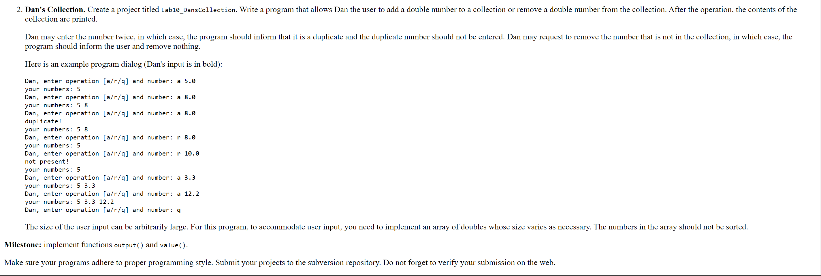 Solved collection are printed. program should inform the | Chegg.com