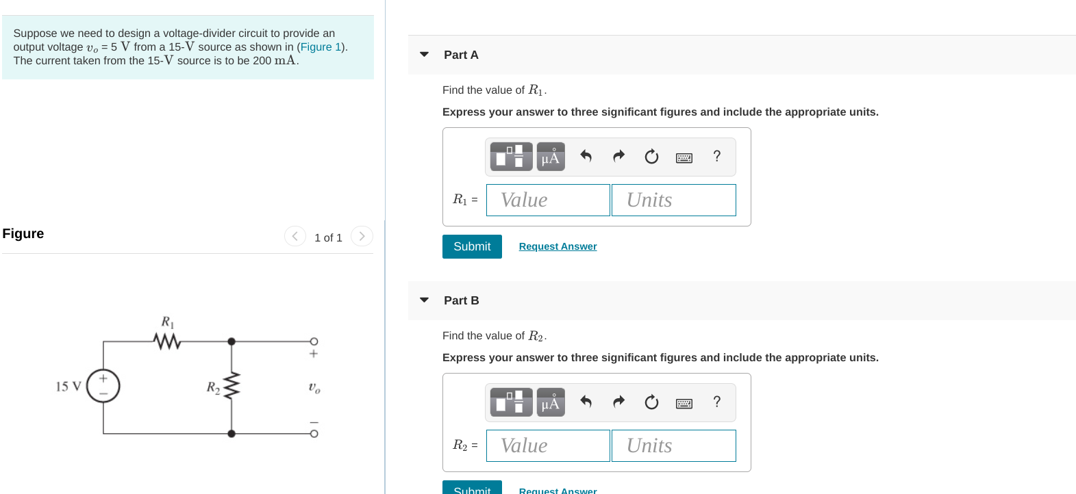 Solved Suppose we need to design a voltage-divider circuit | Chegg.com
