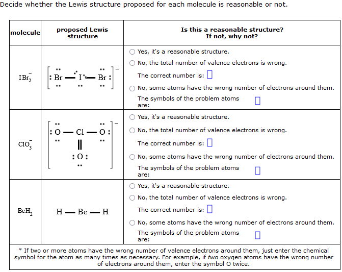Solved Decide whether the Lewis structure proposed for each | Chegg.com