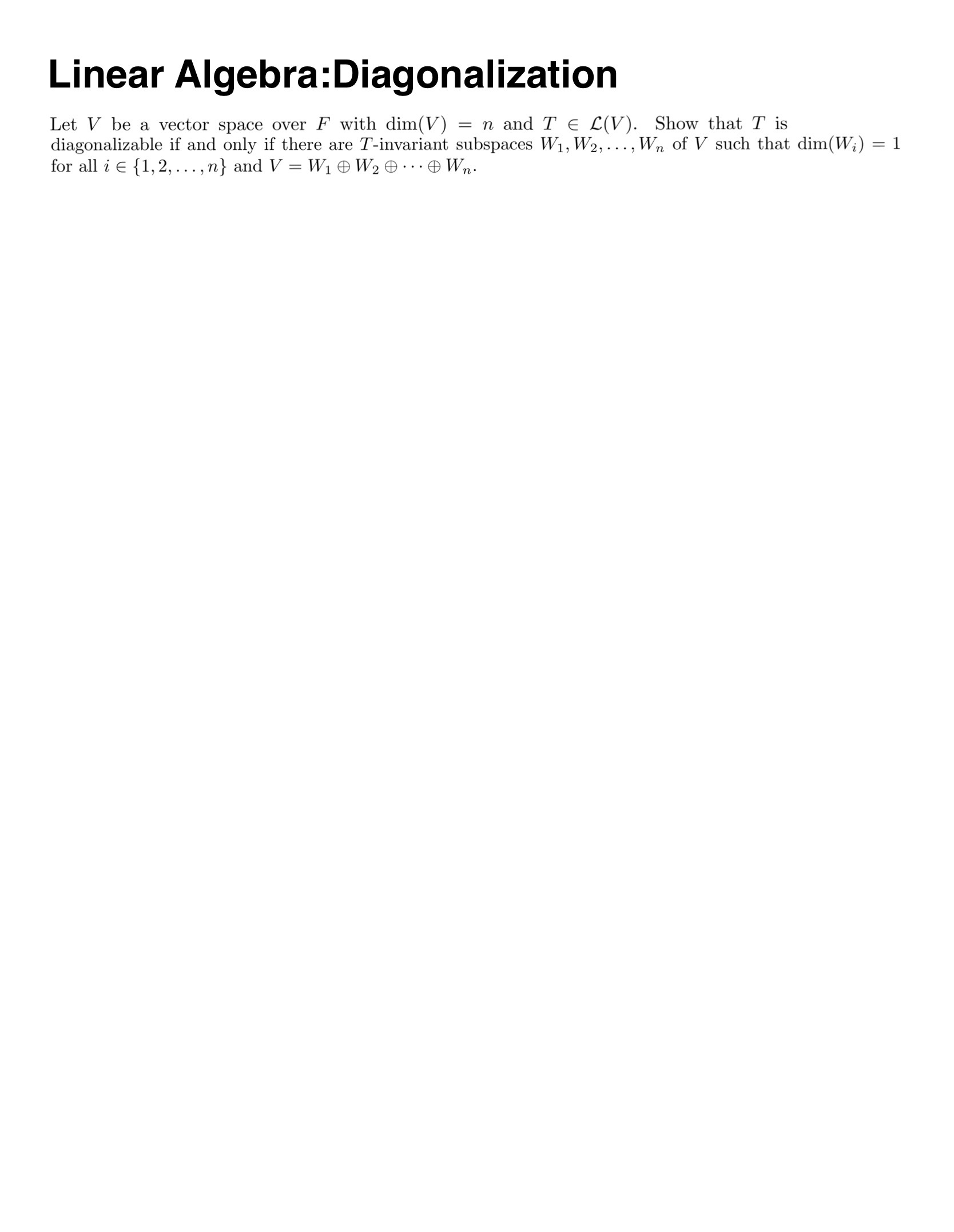 Solved Let V be a vector space over F with dim(V)=n and | Chegg.com