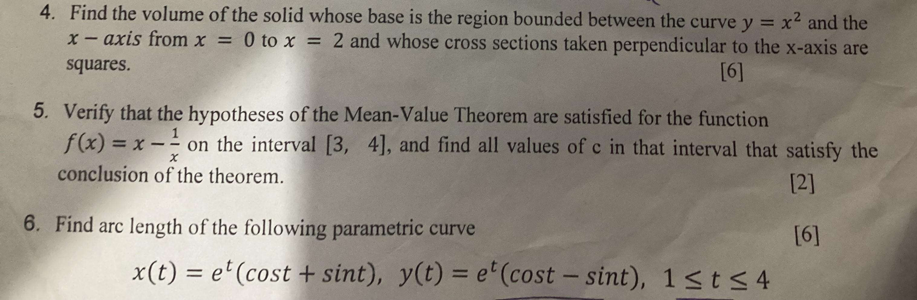 Solved 4. Find the volume of the solid whose base is the | Chegg.com