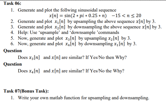 Solved Task 06 1 Generate And Plot The Follwing Sinusoidal
