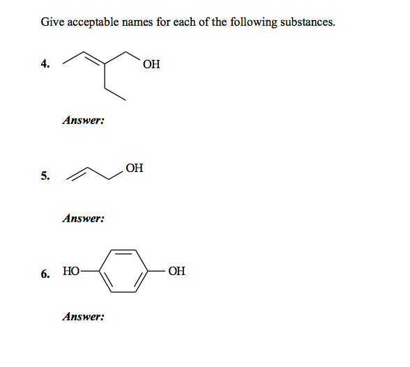 Solved Give acceptable names for each of the following | Chegg.com