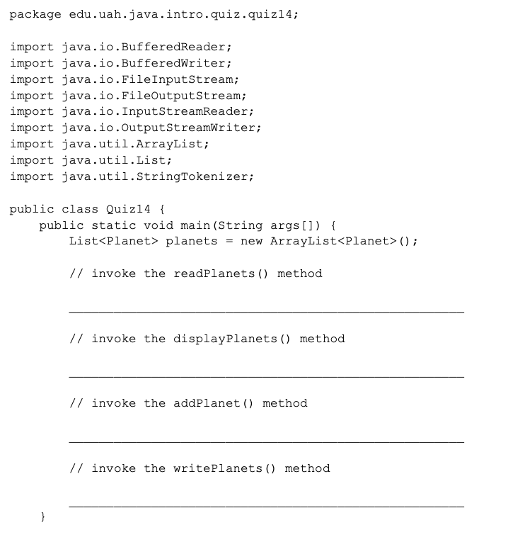 Solved package edu.uah.java.intro.quiz.quiz14; public class | Chegg.com