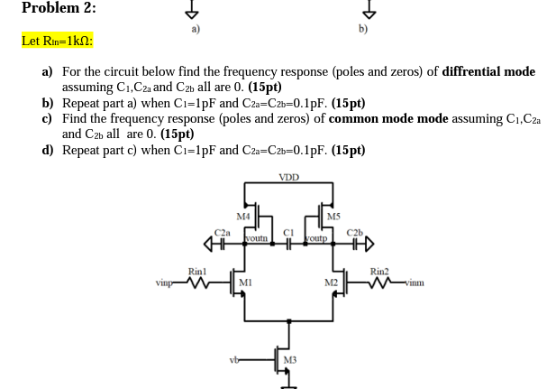 Solved a) For the circuit below find the frequency response | Chegg.com