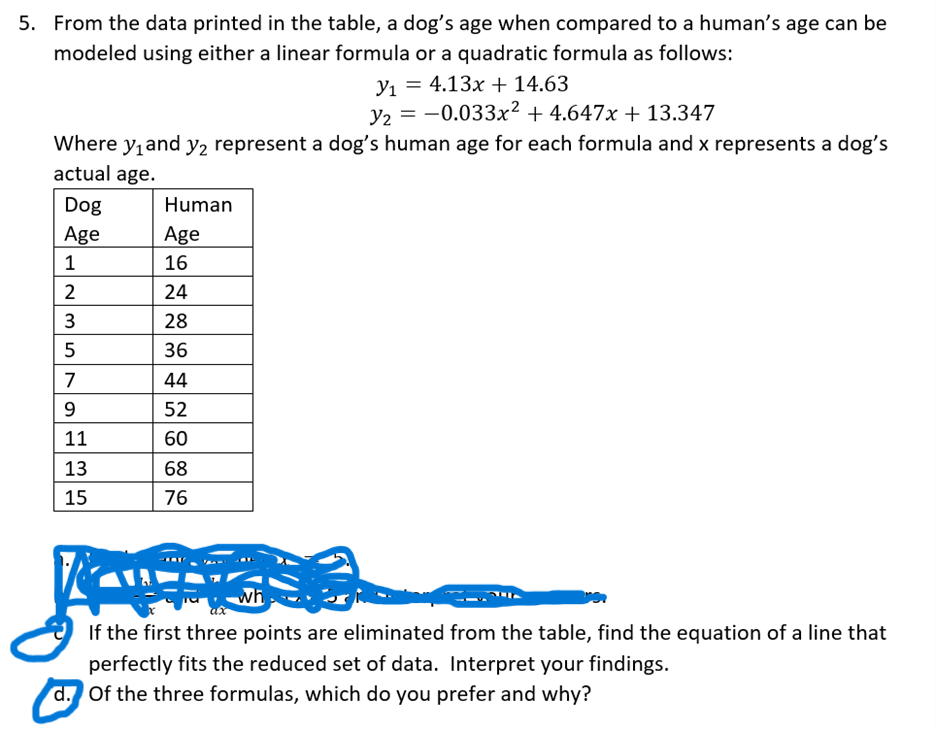 Solved From the data printed in the table, a dog's age when | Chegg.com