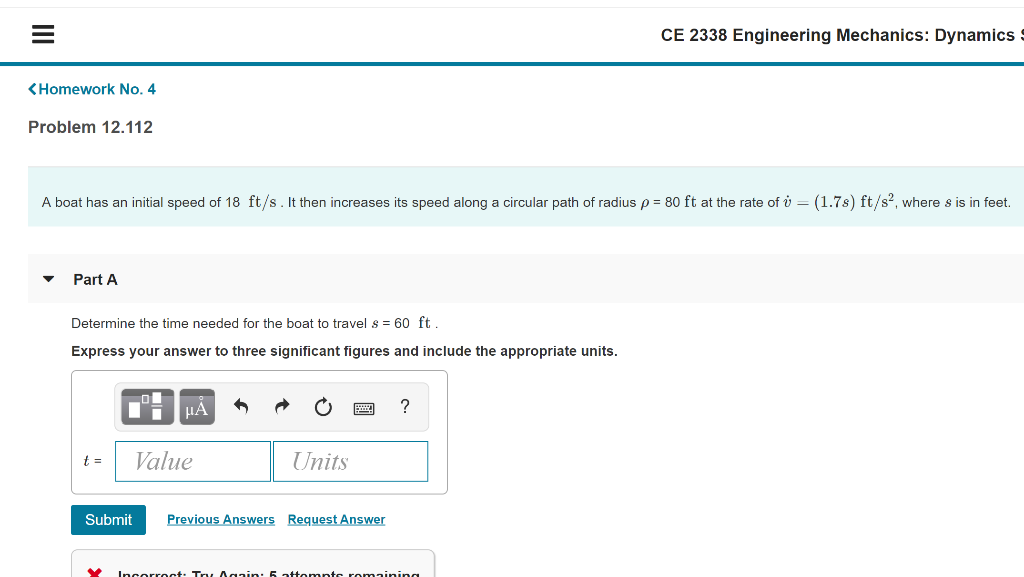 Solved CE 2338 Engineering Mechanics: Dynamics Homework No. | Chegg.com