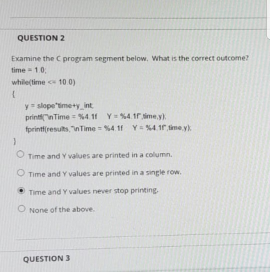 Solved Question 2 Examine The C Program Segment Below What