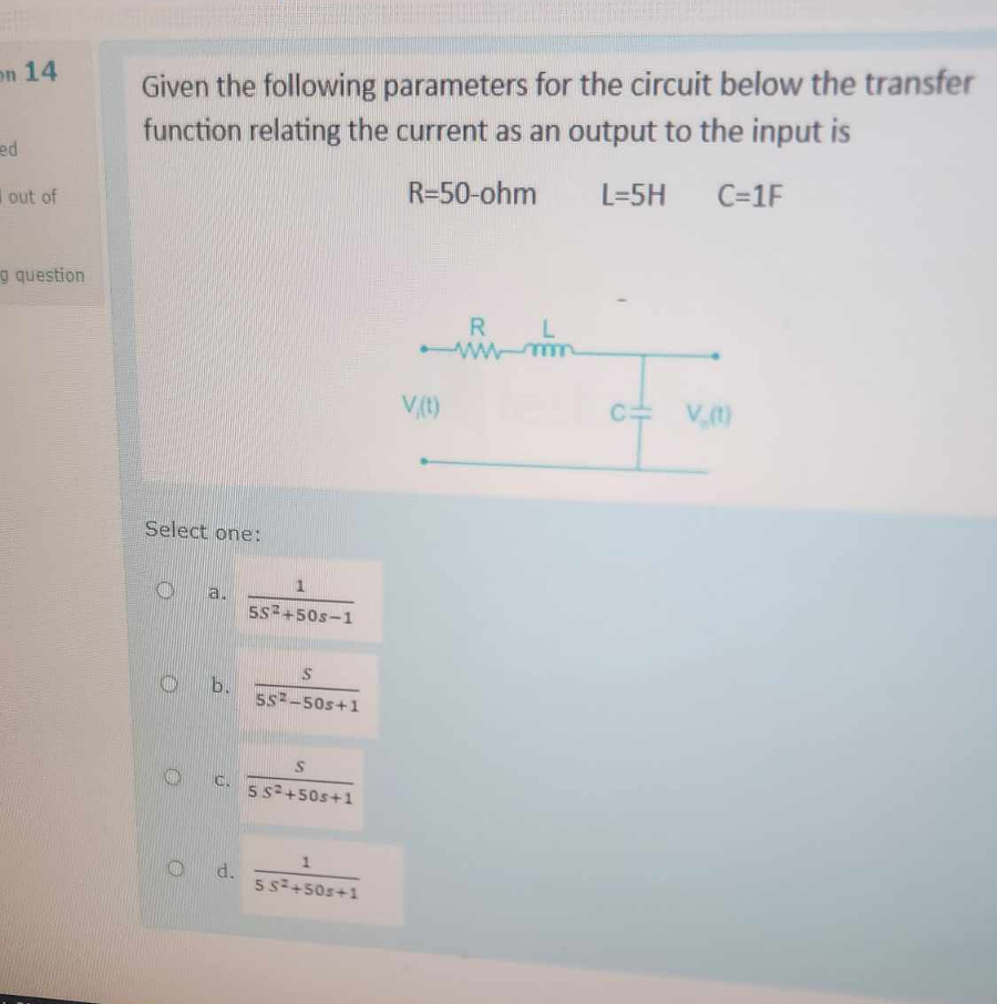 Given the following parameters for the circuit below | Chegg.com