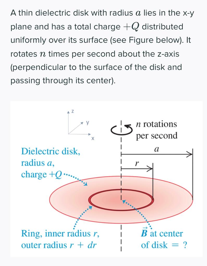 Solved A thin dielectric disk with radius a lies in the x-y | Chegg.com