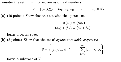 Solved : Consider the set of infinite sequences of real | Chegg.com