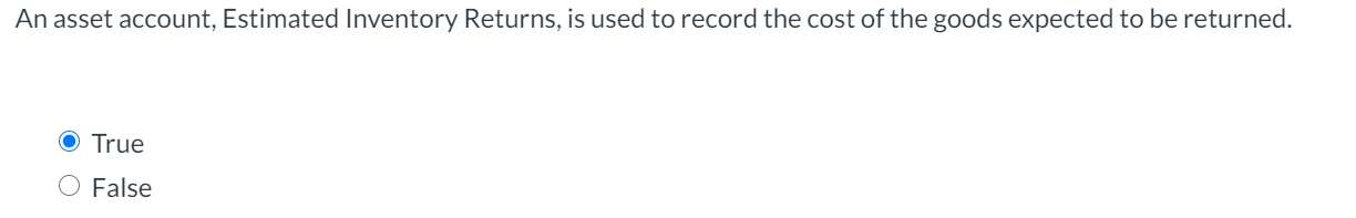 Solved An asset account, Estimated Inventory Returns, is | Chegg.com