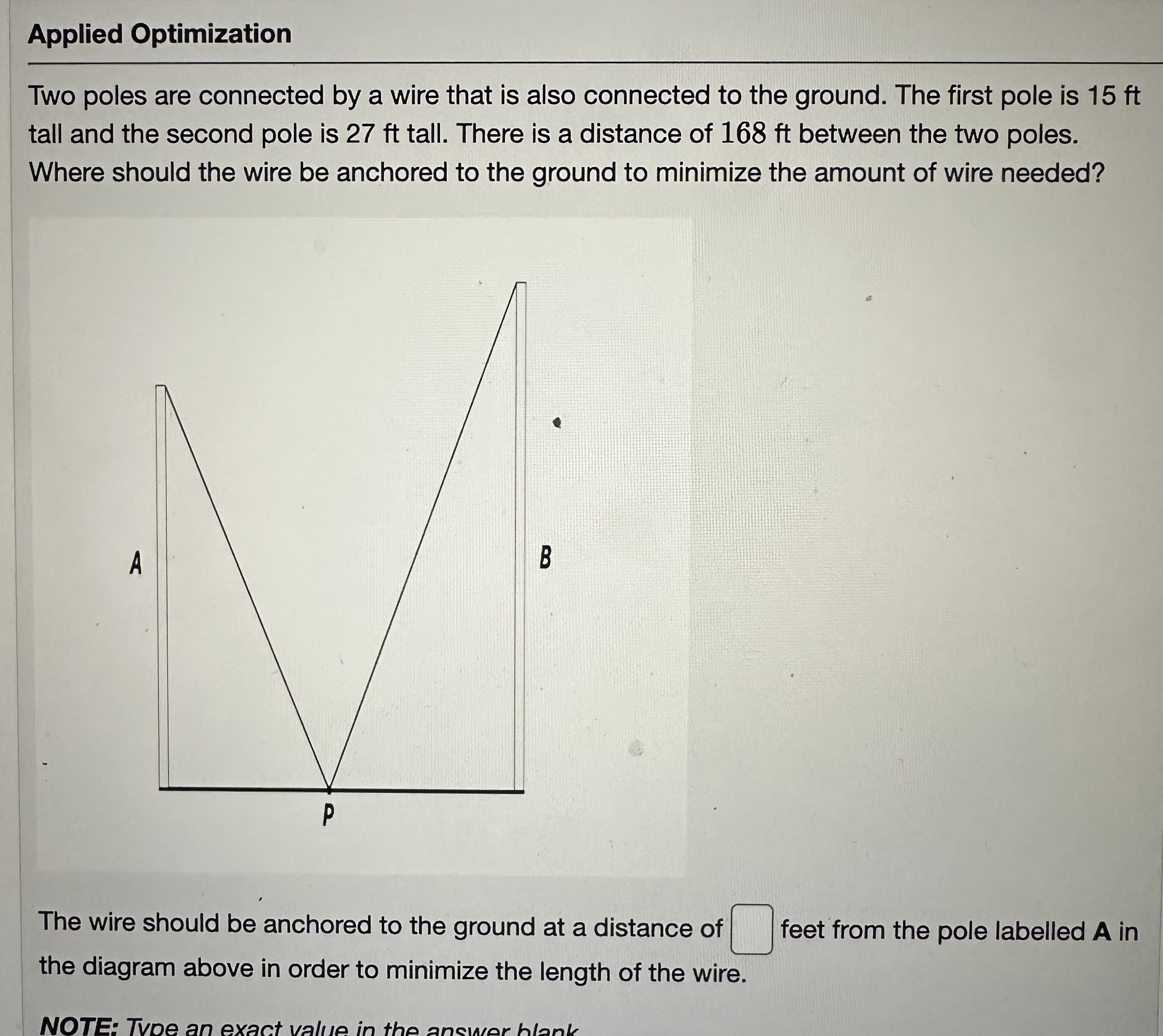 Solved Applied OptimizationTwo poles are connected by a wire | Chegg.com