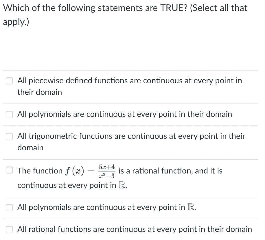 Solved Which of the following statements are TRUE? (Select | Chegg.com
