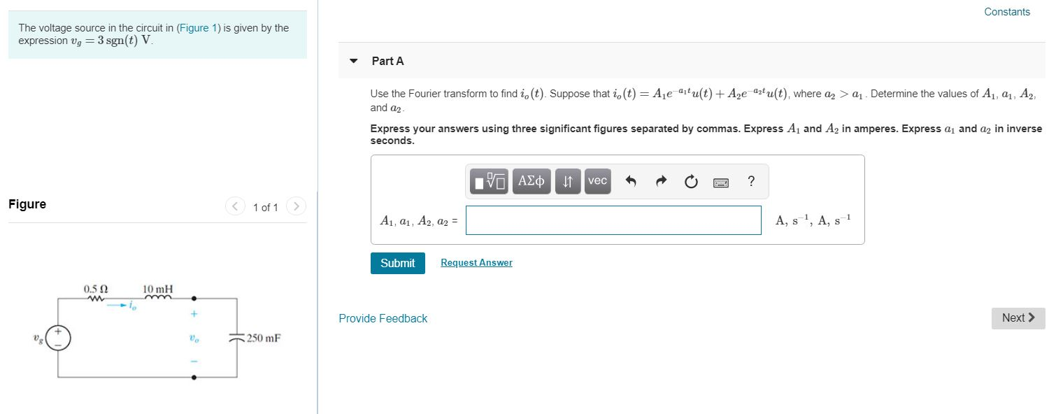 Solved Constants The voltage source in the circuit in | Chegg.com