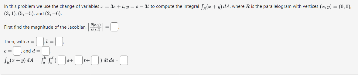 Solved In this problem we use the change of variables | Chegg.com