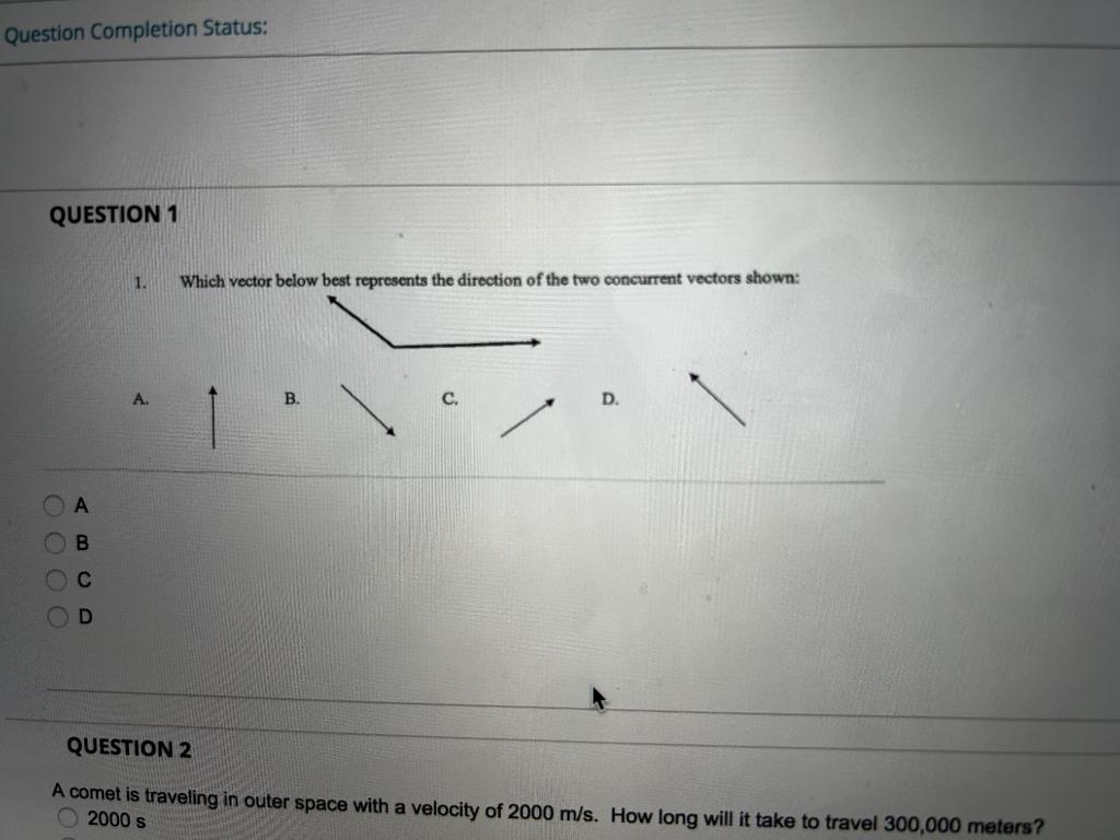 Solved 1. Which vector below best represents the direction | Chegg.com