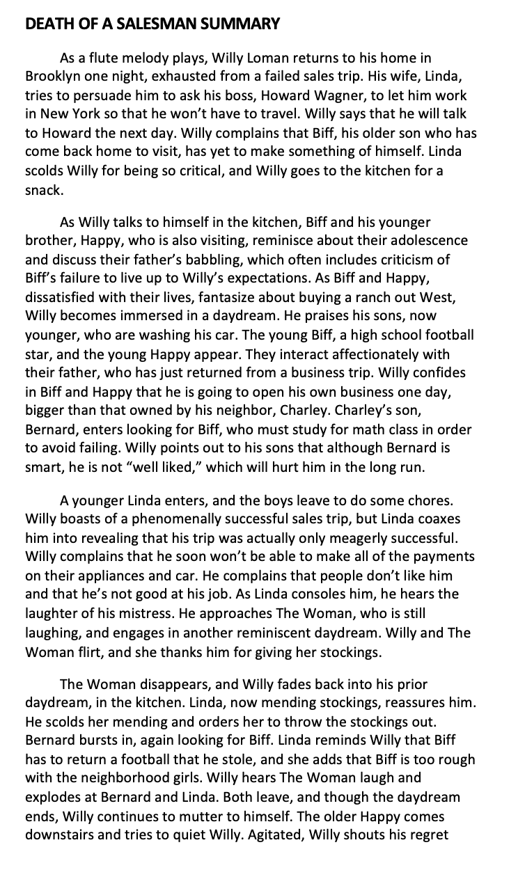 Solved Read the story "Death of a Salesman". Answer the | Chegg.com