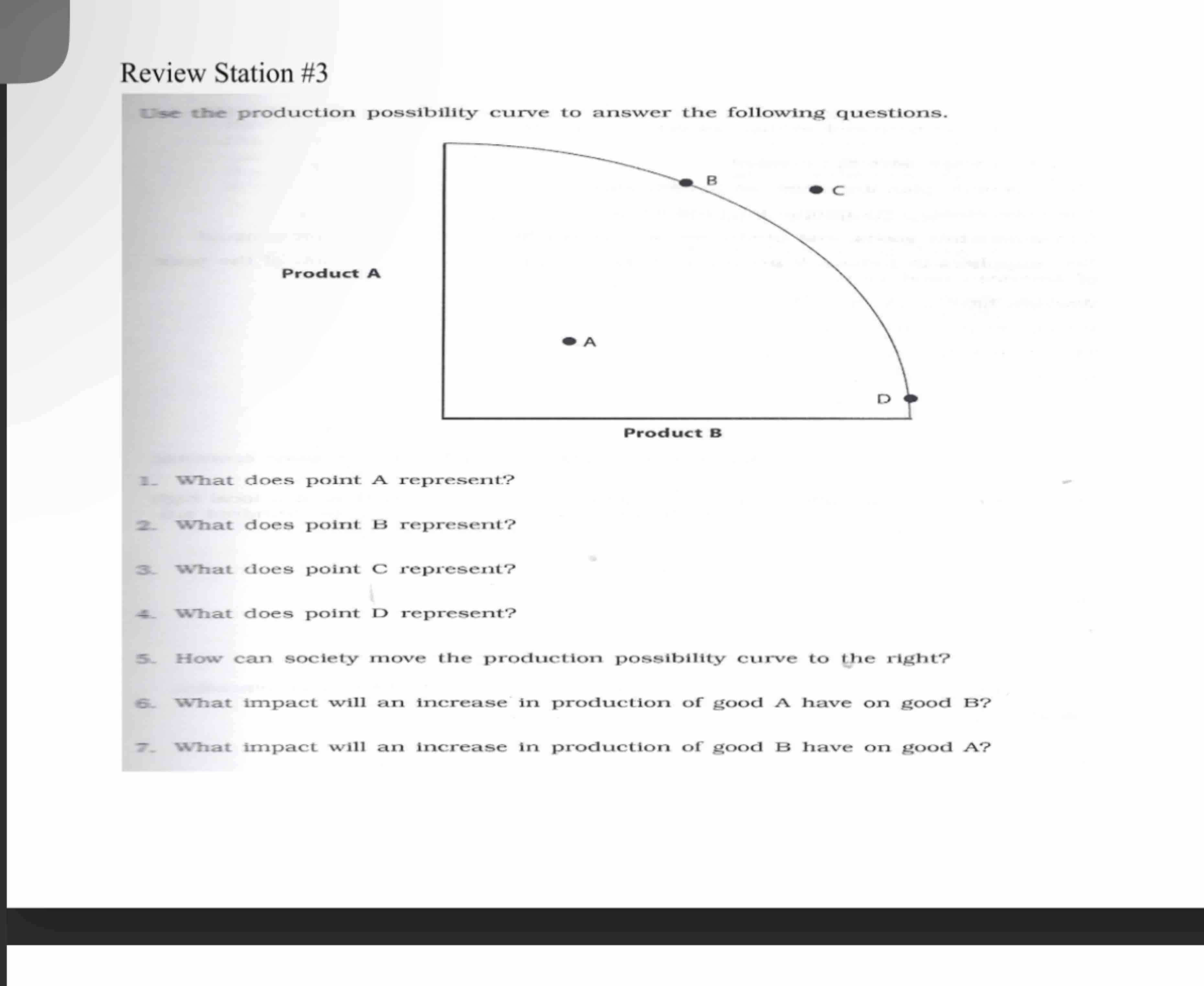 Solved Review Station #3Wse the production possibility curve | Chegg.com