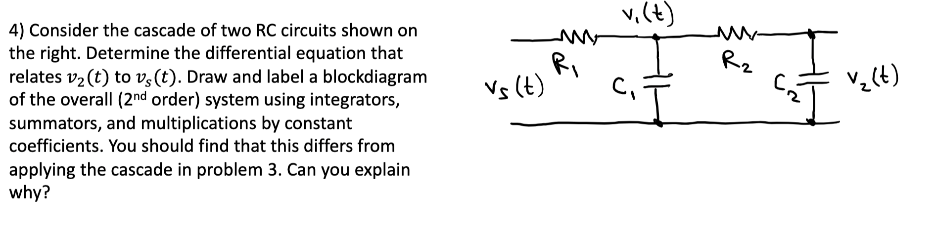 Solved 4) Consider the cascade of two RC circuits shown on | Chegg.com