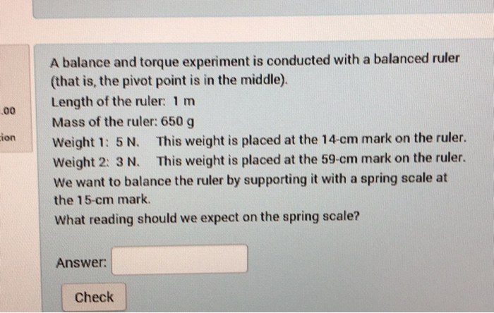 Solved A balance and torque experiment is conducted with a | Chegg.com