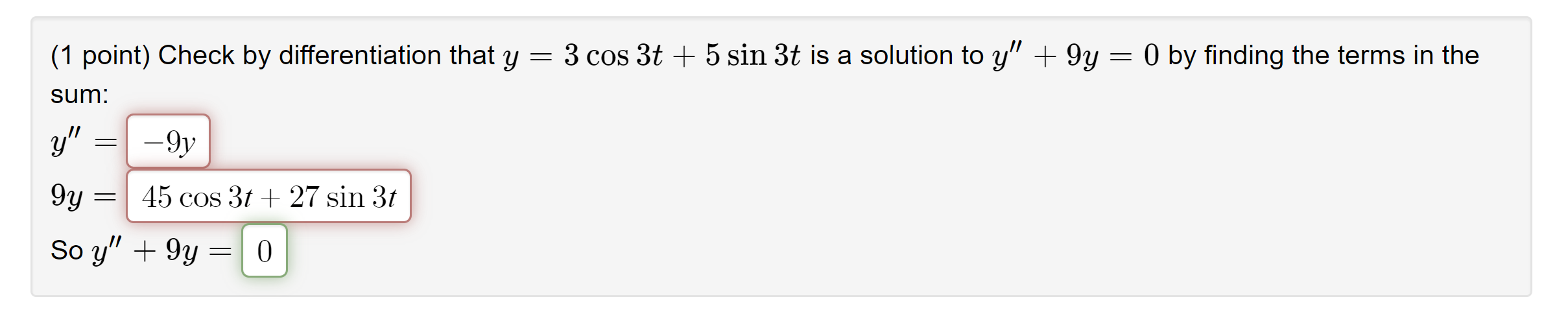 Solved ( 1 point) Check by differentiation that | Chegg.com Solved ( 1 point) Check by differentiation that | Chegg.com