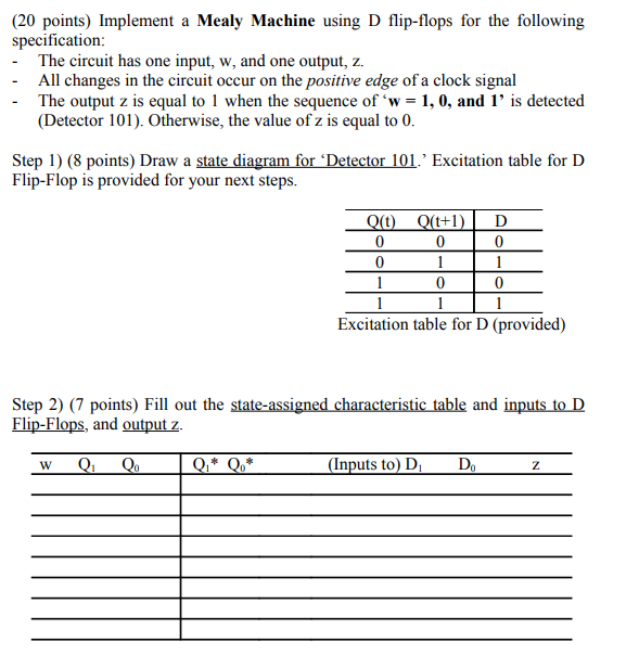 Solved (20 points) Implement a Mealy Machine using D | Chegg.com