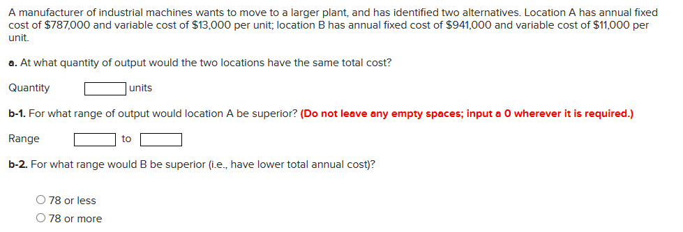 Solved b. Using part a results, determine which location | Chegg.com