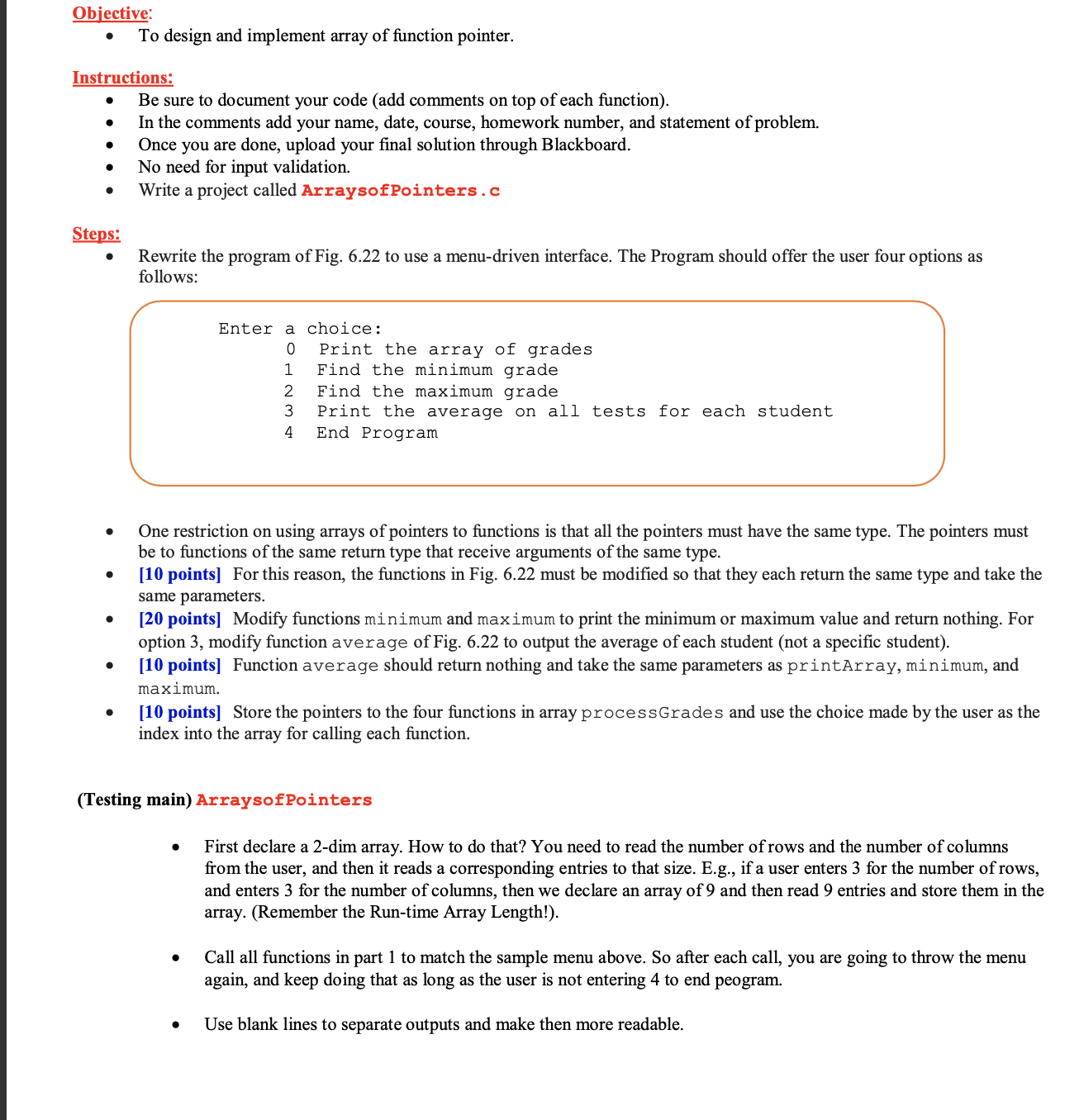 Solved Objective To Design And Implement Array Of Function