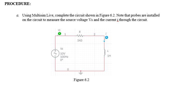 Solved PROCEDURE: a. Using Multisim Live, complete the | Chegg.com