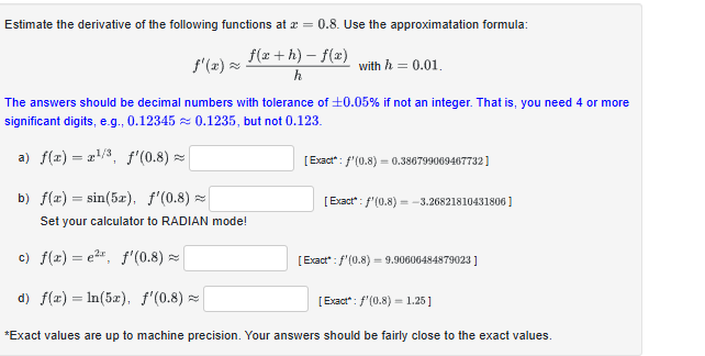 Solved Estimate the derivative of ﻿the following functions | Chegg.com