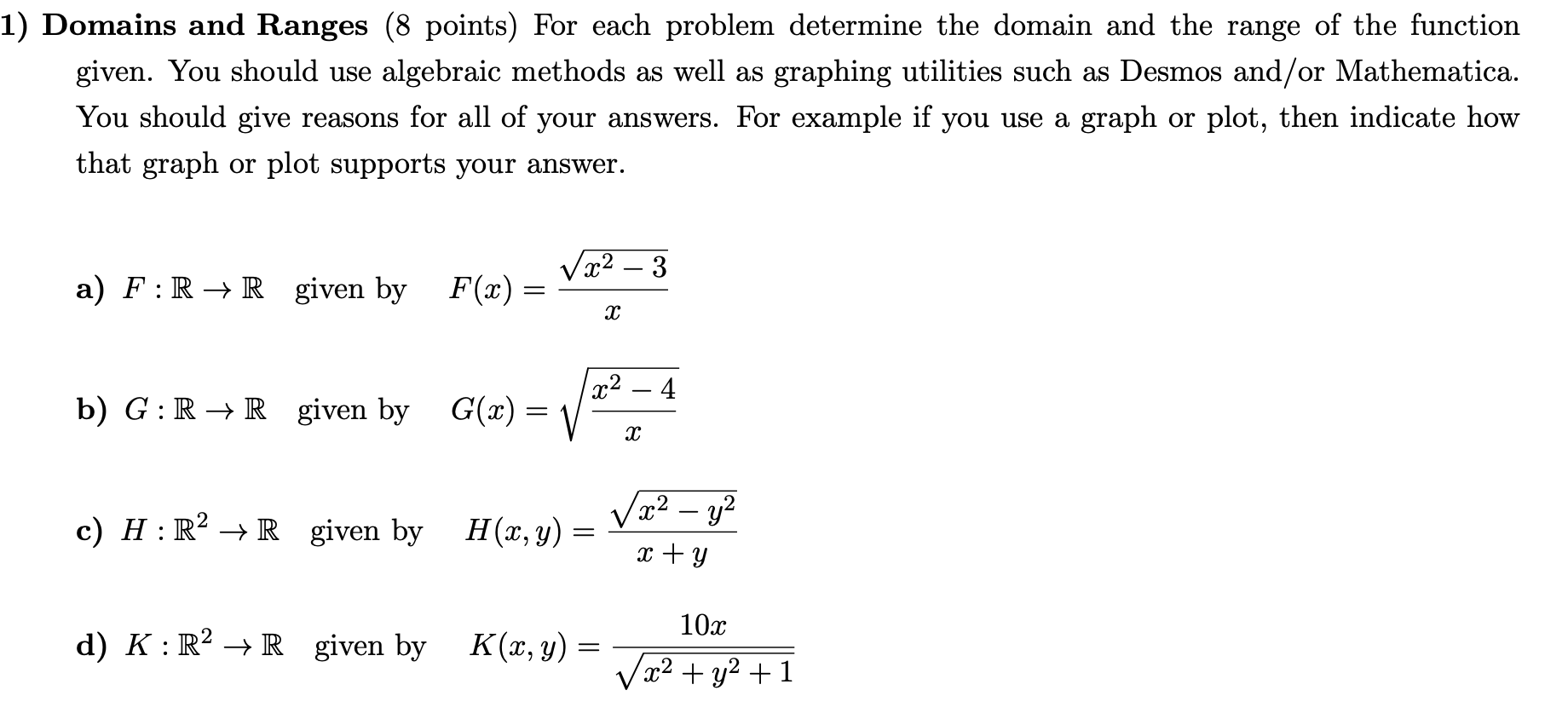 Solved Domains and Ranges ( 8 ﻿points) ﻿For each problem | Chegg.com