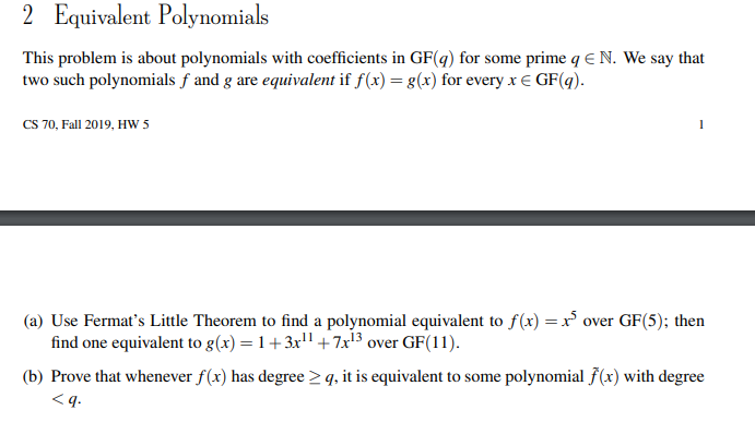 Solved 2 Equivalent Polynomials This problem is about | Chegg.com