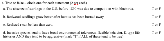 Solved Tor F Tor F 4. True or false - circle one for each | Chegg.com