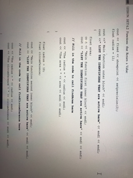 LESSON 6.2A LAB 6.5 Scope of Variables Retrieve | Chegg.com