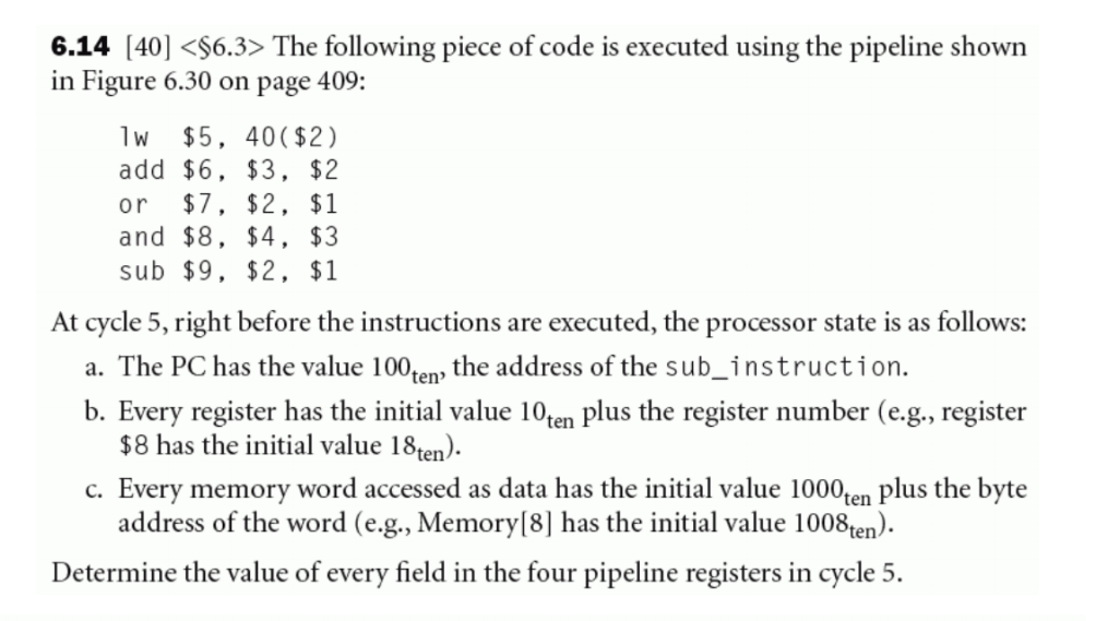 Solved 6.14 [40] The following piece of code is | Chegg.com