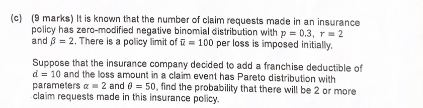 Solved (c) (9 marks) It is known that the number of claim | Chegg.com Solved (c) (9 marks) It is known that the number of claim | Chegg.com