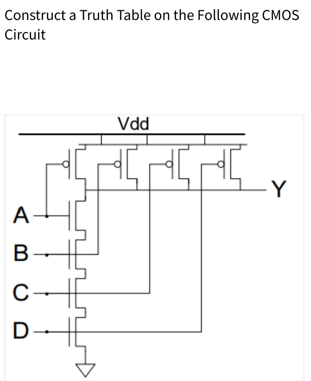 Solved Construct a Truth Table on the Following CMOS Circuit | Chegg.com