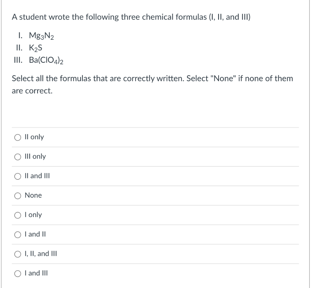 Solved A student wrote the following three chemical formulas | Chegg.com