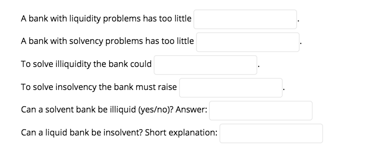 Solved A bank with liquidity problems has too little A bank | Chegg.com