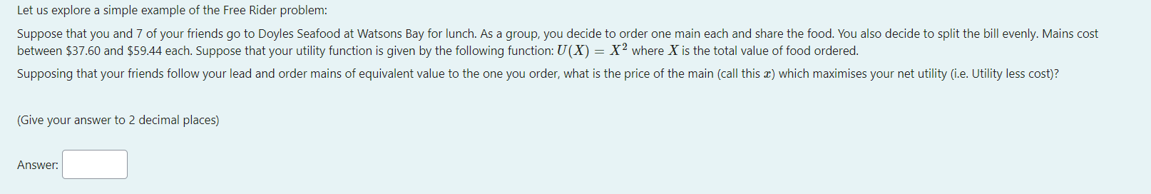 Solved Let us explore a simple example of the Free Rider | Chegg.com
