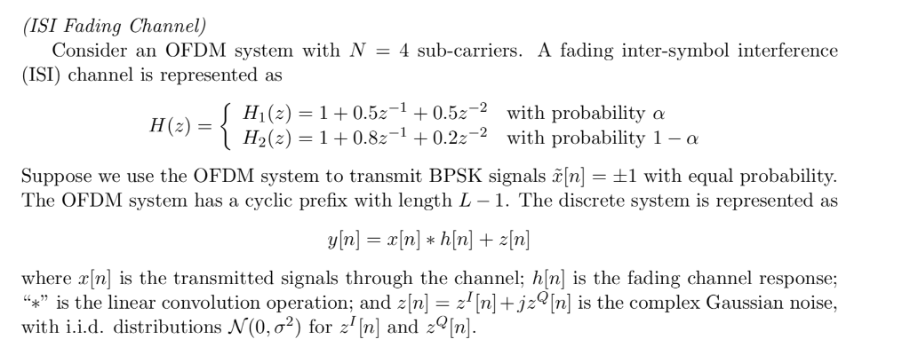 (ISI Fading Channel) Consider an OFDM system with N | Chegg.com