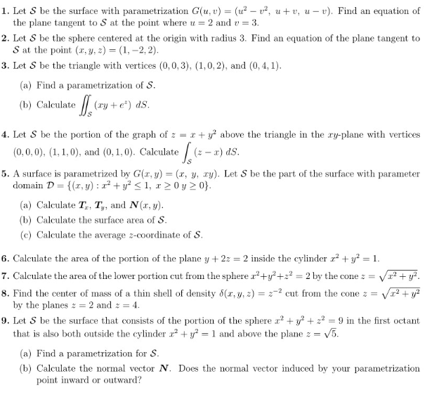 Solved 1. Let S be the surface with parametrization (u, v) = | Chegg.com